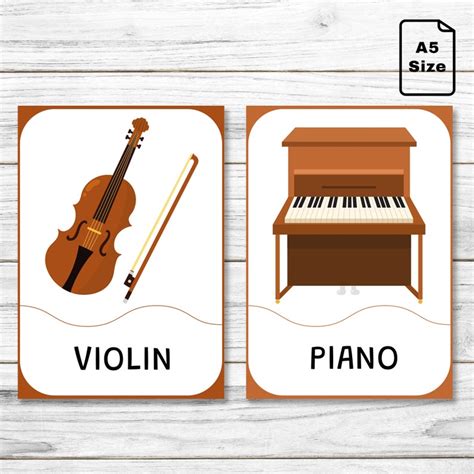 Musical Instruments Flash Cards Montessori Educational Printables Pdf