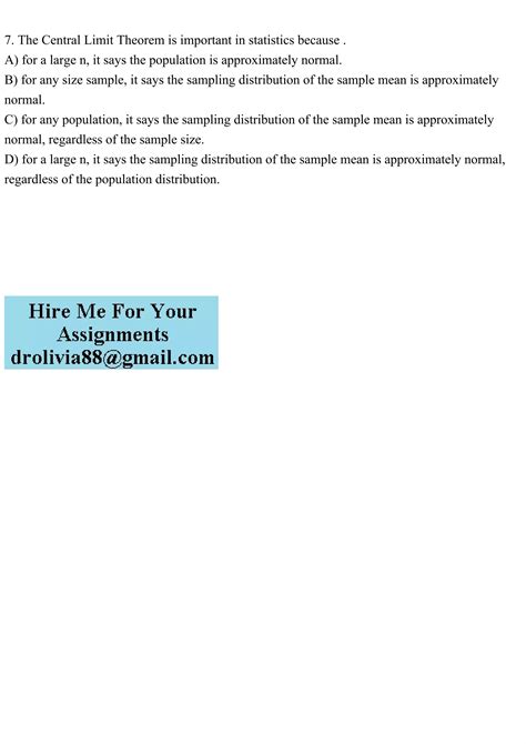 7 The Central Limit Theorem Is Important In Statistics Because A Pdf Physics Science