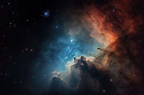 Premium Ai Image Nebula With Star Cluster In The Background Showing Contrast Between Dark And