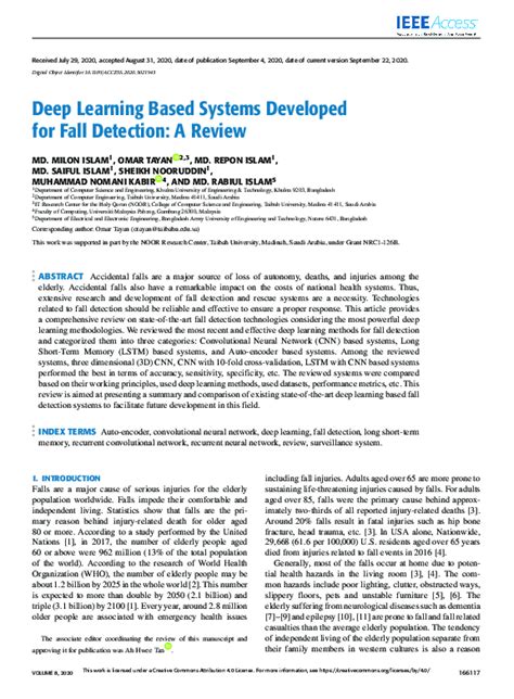 Pdf Deep Learning Based Systems Developed For Fall Detection A Review Omar Tayan
