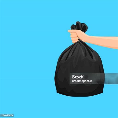 가방 폐기물 파란색 배경에 고립 된 손에 쓰레기 검은 비닐 봉투 쓰레기 처리 쓰레기 아이콘 가방 쓰레기 와 손 가방 쓰레기 전체 일러스트 쓰레기 쓰레기 쓰레기 쓰레기 재활용
