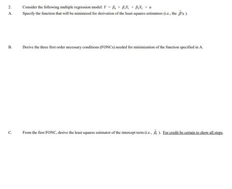 Solved 2 Consider The Following Multiple Regression Model