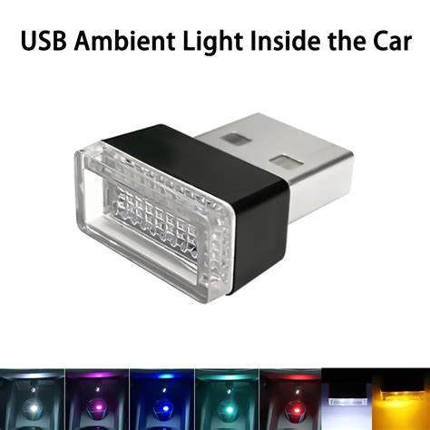 미니 Usb 내부 Led 자동차 조명 인테리어 분위기 장식 램프 다채로운 1 개 티몬