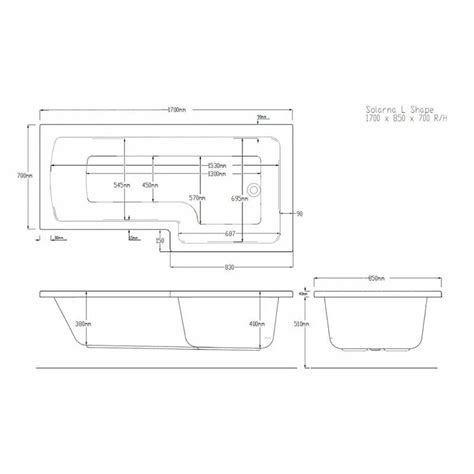 Essential Tau White L Shaped Right Hand Bath 1700mm X 850mm Clickbasin®