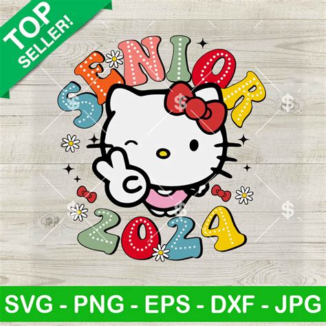Hello Kitty Peace Sign Senior 2024 Svg Hello Kitty Last Day Of School