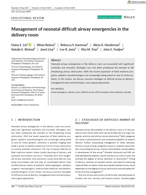 Management Of Neonatal Difficult Airway Emergencies In The Delivery