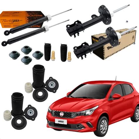 Jogo 4 Amortecedores Fiat Argo 2018 Até 2026 Kit Coxim Jogo 4