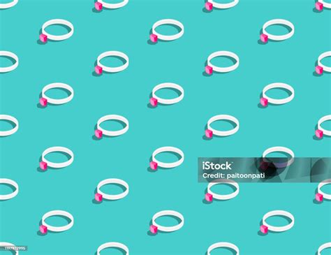 핑크 다이아몬드 3d 아이소메트릭 원활한 패턴 결혼 컨셉 포스터 및 소셜 배너 포스트 디자인 일러스트레이션이 있는 웨딩 링 복사