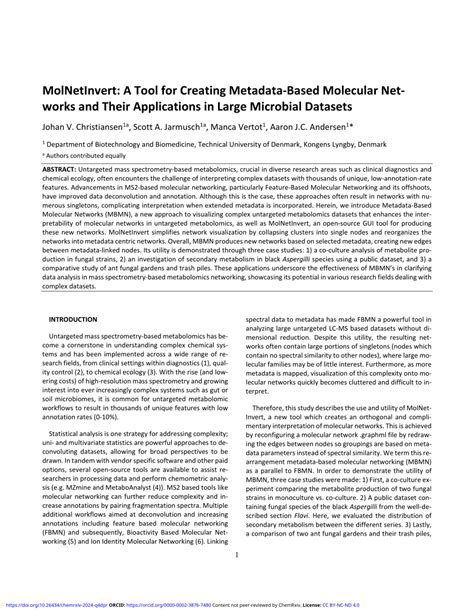 Pdf Molnetinvert A Tool For Creating Metadata Based Molecular