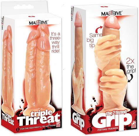 Amazon Com Sex Toy Couples Kit Of Massive Triple Threat 3 Cock Dildo And Icon Brands Massive