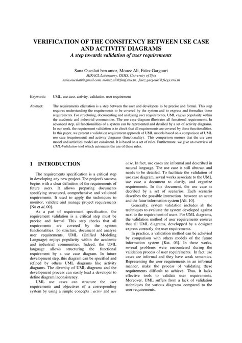 Pdf Verification Of The Consistency Between Use Case And Activity Diagrams A Step Towards