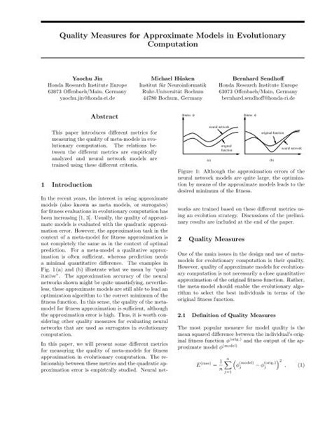 Quality Measures For Approximate Models In Soft Computing