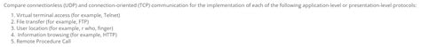 Solved Compare Connectionless Udp And Connection Oriented