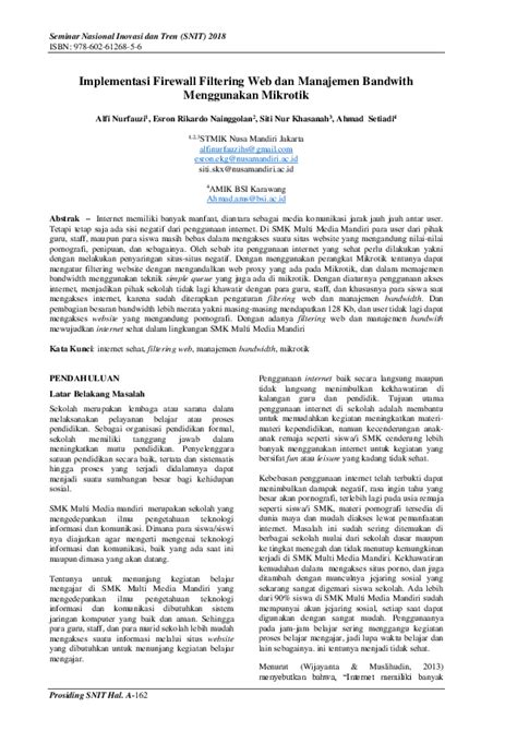 Pdf Implementasi Firewall Filtering Web Dan Manajemen Bandwith Menggunakan Mikrotik