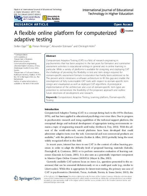 Pdf Customizable Online Platform For Adaptive Testing