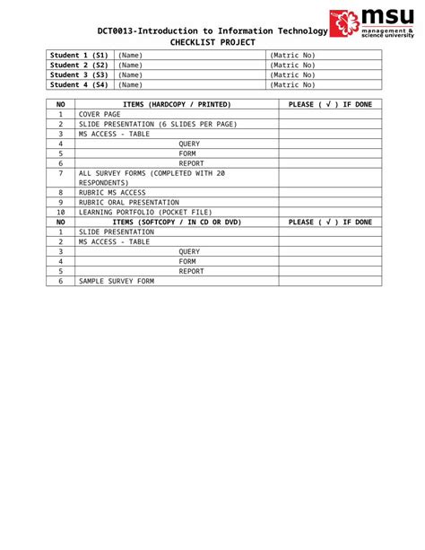 DOCX CHECKLIST PROJECT Docx DOKUMEN TIPS
