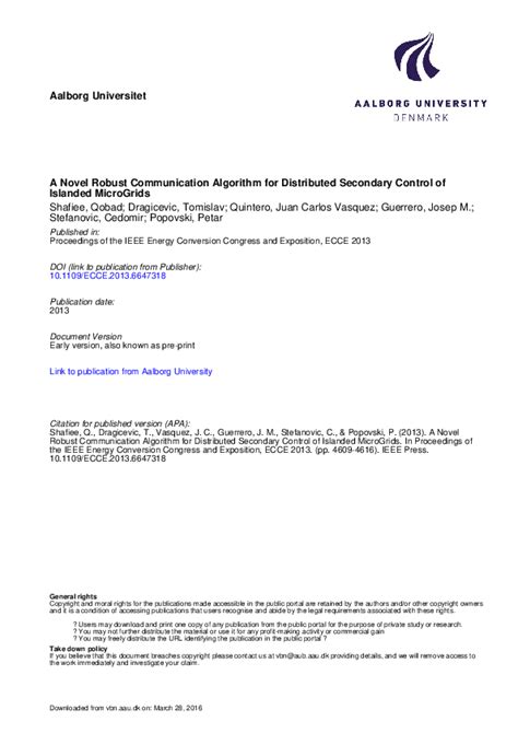 Pdf A Novel Robust Communication Algorithm For Distributed Secondary