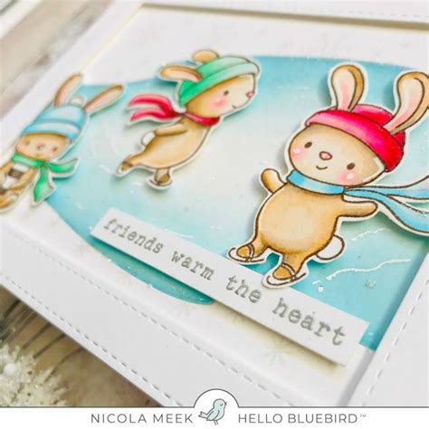 Nicky Noo Cards Skating Friends Hello Bluebird Blue Bird Bluebird