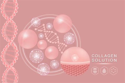 히알루론산 피부 솔루션 광고 핑크 콜라겐 세럼 드롭 과 화장품 광고 배경 사용 준비 Dna에 대한 스톡 벡터 아트 및 기타