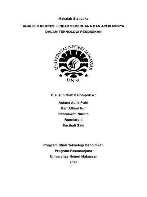 Kelompok 3 Analisis Regresi Linear Sederhana Pdf