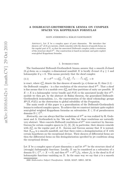 Pdf A Dolbeault Grothendieck Lemma On Complex Spaces Via Koppelman Formulas