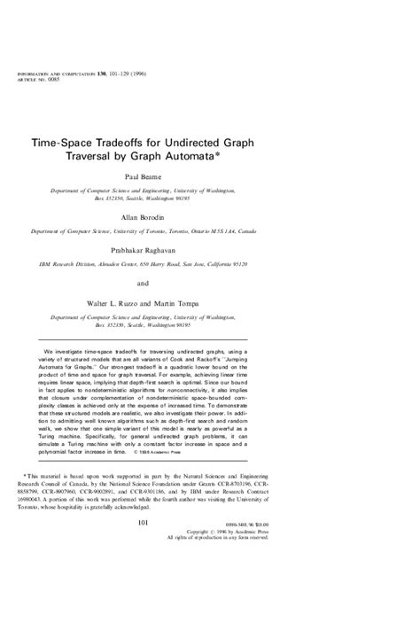 pdf time space tradeoffs for undirected graph traversal by graph automata