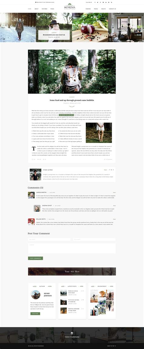 Schema Elegant Blog Template By Victorthemesnx Themeforest