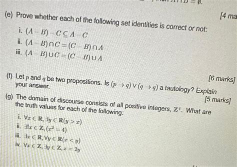 Solved E ﻿prove Whether Each Of The Following Set