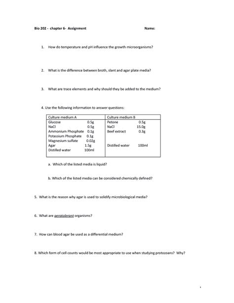 Chapter Assignment Bio Chapter Assignment Name How Do Temperature And PH