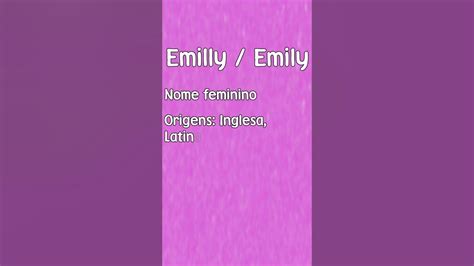 Emilly Emily Significado E Origem Do Nome Shorts Youtube