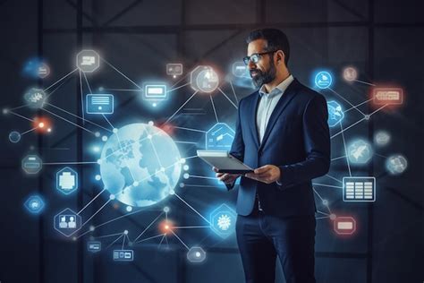 Premium Photo Man Showing Virtual Screen With Cloud Computing Diagram Cloud Technology Data