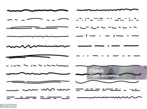 손으로 그린 밑줄 드로잉 브러쉬 라인 연필 질감 스트로크 낙서 낙서 테두리 핸드메이드 밑줄 벡터 격리 세트 거친에 대한 스톡 벡터 아트 및 기타 이미지 Istock