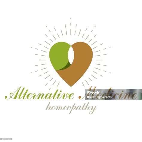 녹색 잎으로 장식 된 마음을 사랑하는 벡터 웰빙 센터 추상적 현대 로고 타입은 의료 및 사회 테마 광고에 사용할 수 있습니다 강한 마음은 건강이 좋다 0명에 대한 스톡 벡터