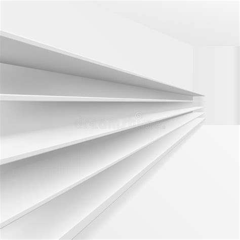 3d White Blank Empty Shelf Front View Stock Illustration