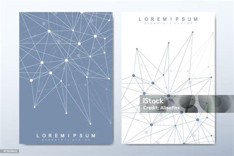 안내 책자 커버 플라이어 연례 보고서 비즈니스 벡터 템플릿 전단지 분자 구조와 최소한의 추상적인 구성입니다 미래 기하학적