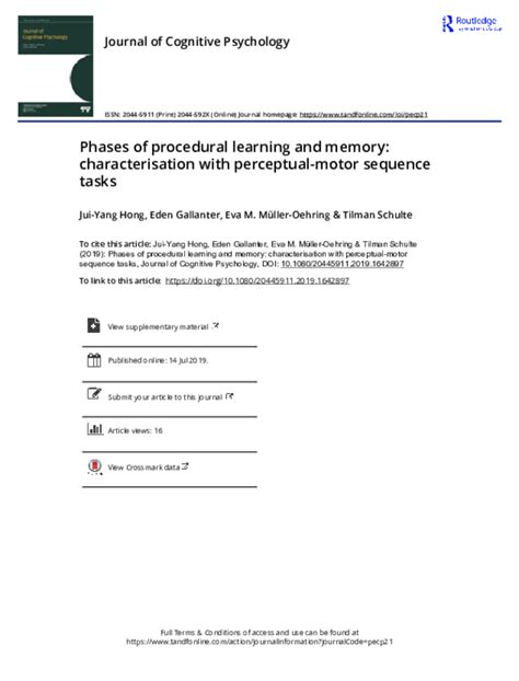 Pdf Phases Of Procedural Learning And Memory Characterisation With Perceptual Motor Sequence
