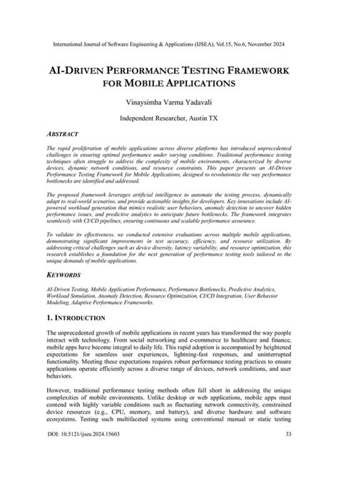 Ai Driven Performance Testing Framework For Mobile Applications Pdf