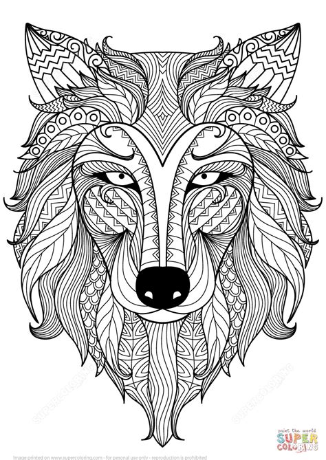 Dibujo De Lobo Zentangle Para Colorear Dibujos Para Colorear Imprimir Gratis