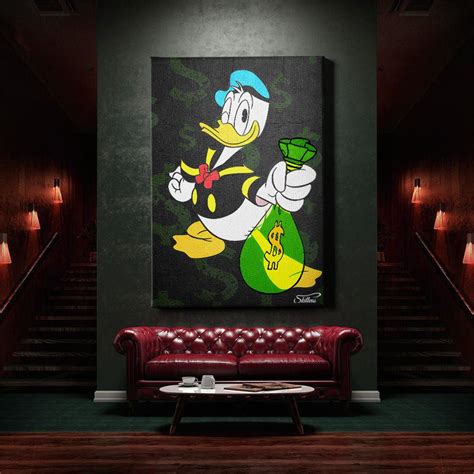 Impression Sur Toile Donald Duck Money Salon Photo Xxl Art Etsy France