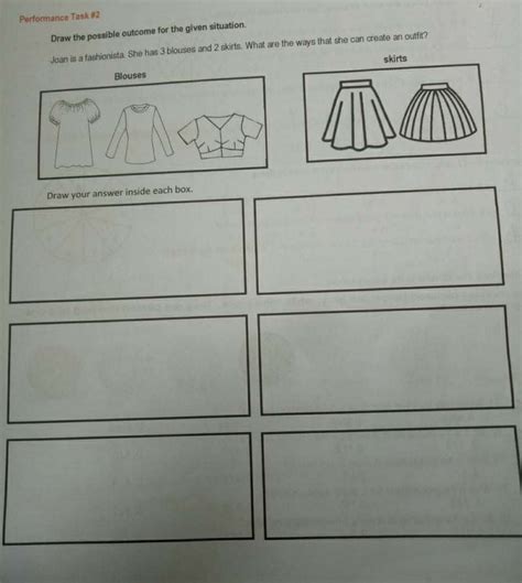 solved performance task 2 draw the possible outcome for the given