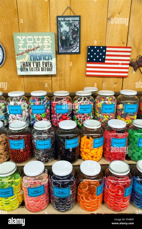 American Candy In Jars On The Shelf Of Chutters Candy Store Littleton