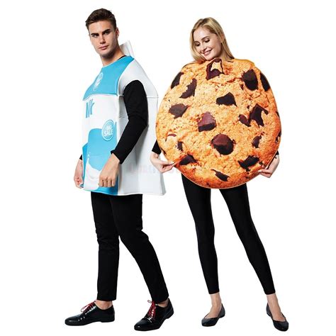 Halloween Couples Cosplay Cosutem Milk Carton And Cookies Funny Costume