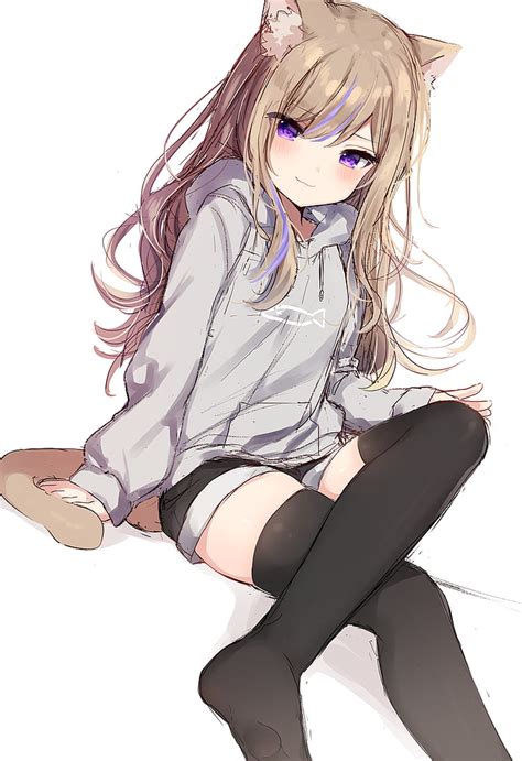 Anime Girls Blush Simple Background Animal Ears 728x1062