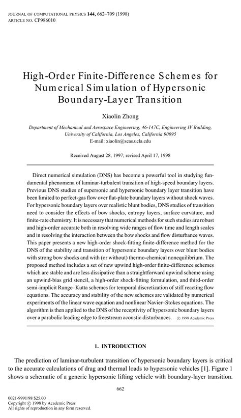 High Order Finite Difference Schemes For Numerical Simulation Of Hypersonic Boundary Layer