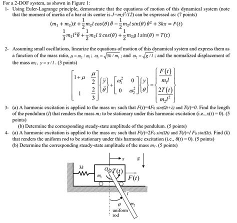 solved for a 2 dof svstem as shown in figure 1 1 using euler lagrange