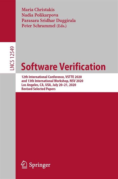 Lecture Notes In Computer Science 12549 Software Verification Ebook