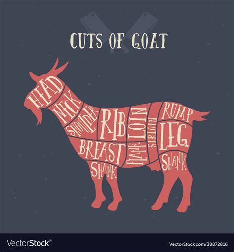 Meat Cuts Goat Diagrams For Butcher Shop Vector Image