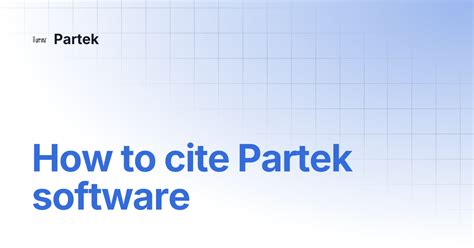 How To Cite Partek Software Partek