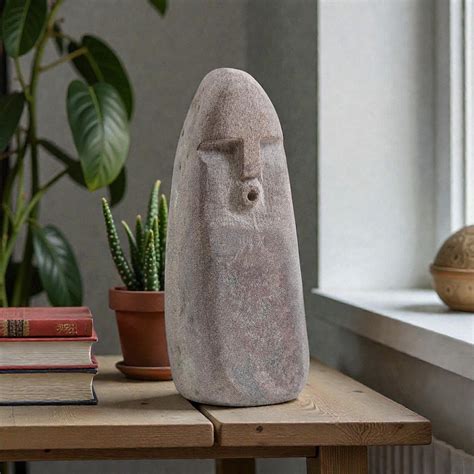 Stone Face Sculpture Quirky Handmade Home Stone Decor Etsy