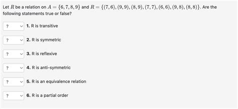 Solved Let R Be A Relation On A 6 7 8 9 And Chegg Com